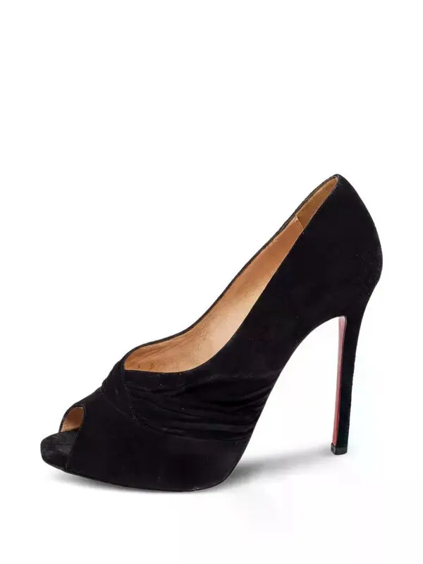 CHRISTIAN LOUBOUTIN Suede Peep-toe Pumps - Black