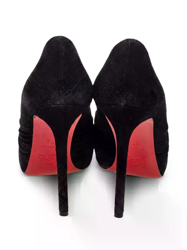 CHRISTIAN LOUBOUTIN Suede Peep-toe Pumps - Black