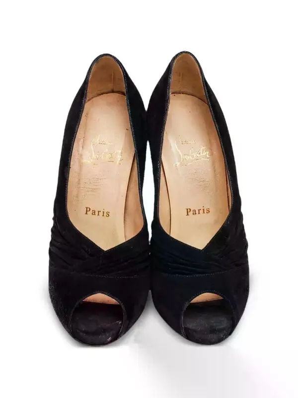 CHRISTIAN LOUBOUTIN Suede Peep-toe Pumps - Black