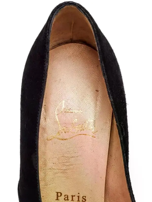 CHRISTIAN LOUBOUTIN Suede Peep-toe Pumps - Black