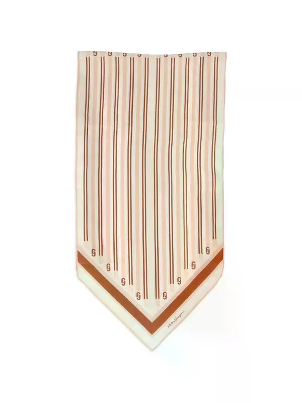 FERRAGAMO Gancini Stripe Scarf - Neutrals