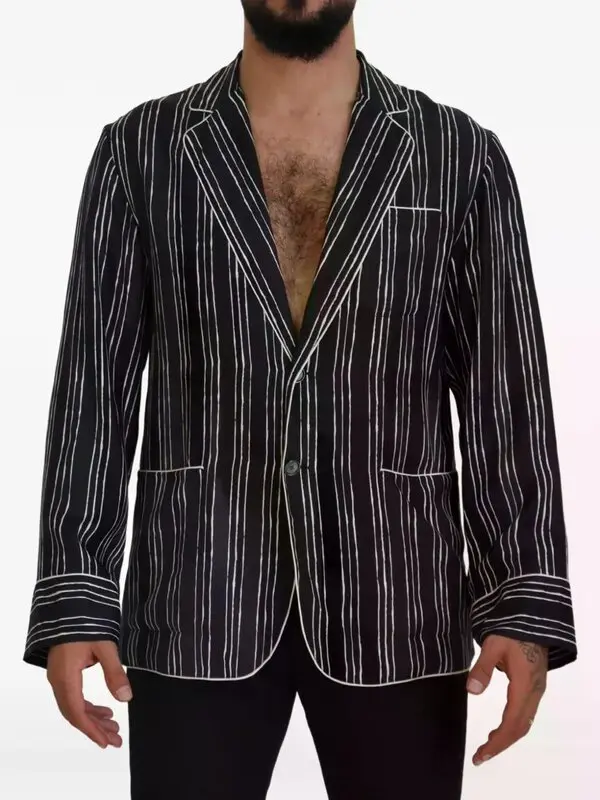Dolce & Gabbana Striped Silk Pajama Shirt - Blue