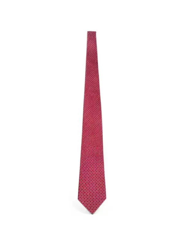 FERRAGAMO Gancini-print Tie - Red