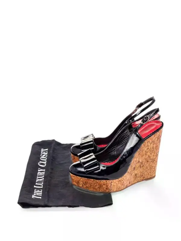 Carolina Herrera Bow Wedge Sandals