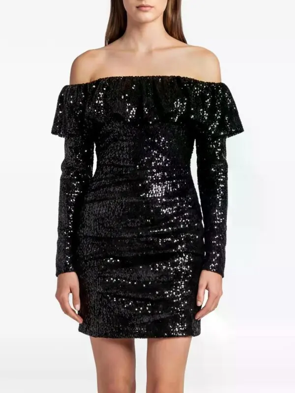 Attico Sequinned Ruched Mini Dress