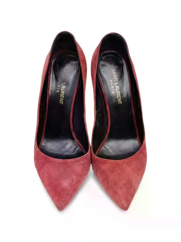 Saint Laurent Pointed-toe Suede Pumps - Red