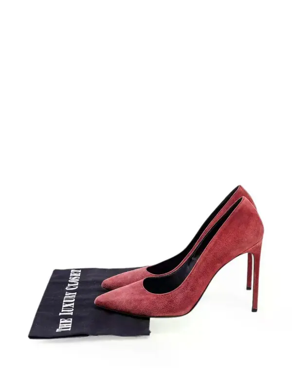Saint Laurent Pointed-toe Suede Pumps - Red