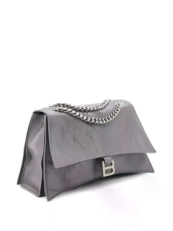 Balenciaga Crush Chain Flap Bag Leather Shoulder Bag - Grey