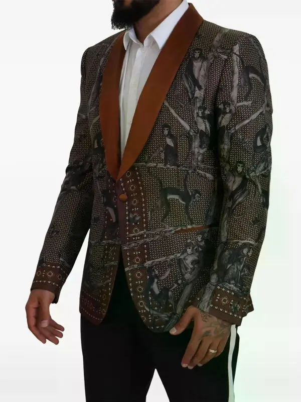 Dolce & Gabbana Monkey-print Shawl-lapel Blazer