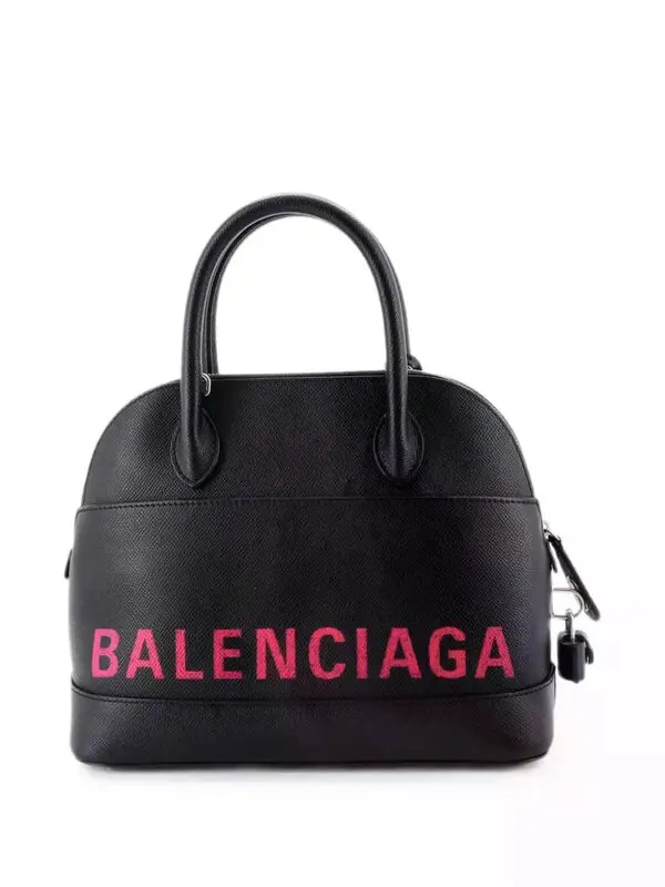 Balenciaga Logo Ville Bag Leather Small Satchel - Black