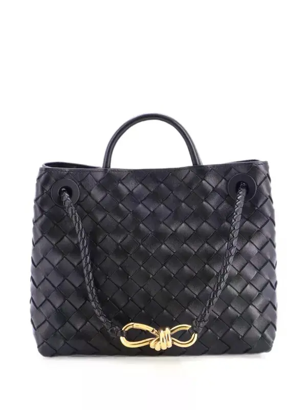 Bottega Veneta Andiamo Top Handle Bag Intrecciato Nappa Small Satchel - Black