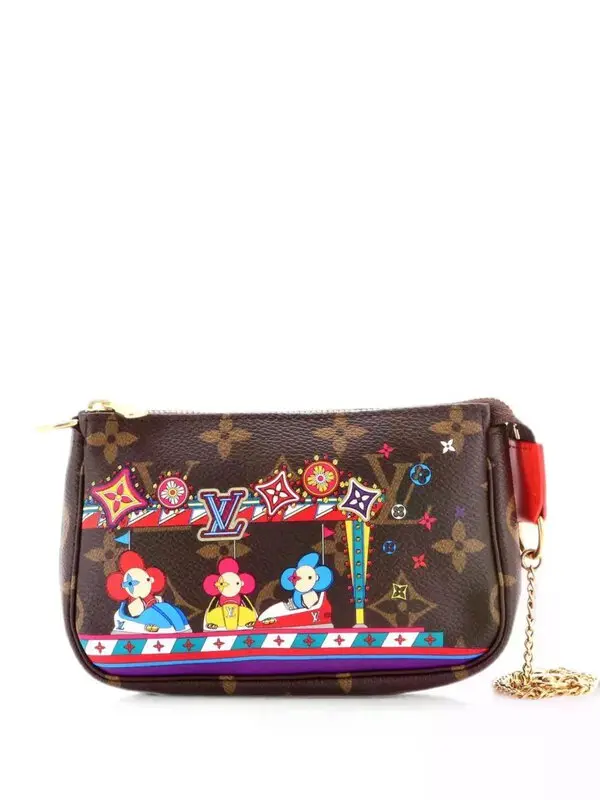 LOUIS VUITTON Pochette Accessoires Limited Edition Vivienne Xmas Monogram Canvas Mini Clutch Bag - Brown