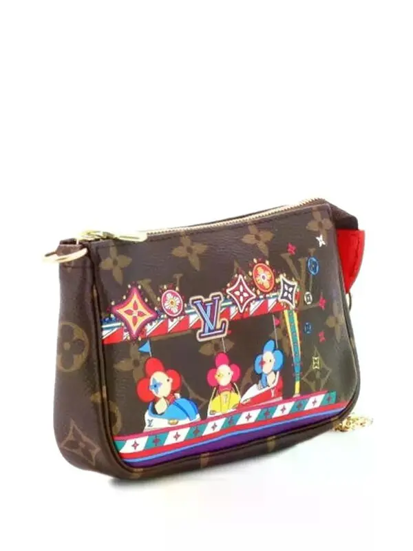 LOUIS VUITTON Pochette Accessoires Limited Edition Vivienne Xmas Monogram Canvas Mini Clutch Bag - Brown