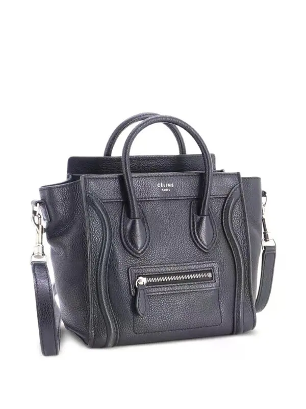 Celine Luggage Bag Grainy Leather Nano Crossbody Bag - Black