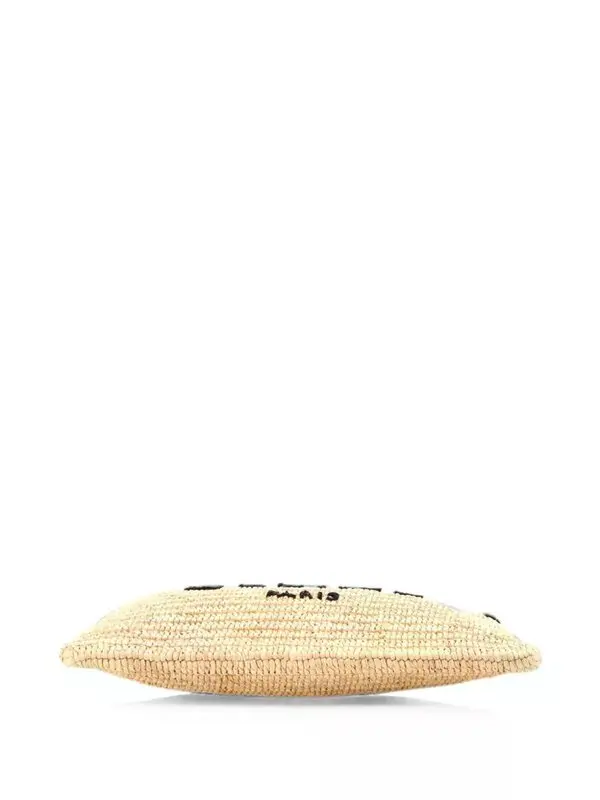 Celine Logo Zip Raffia With Sequins Large Pouch