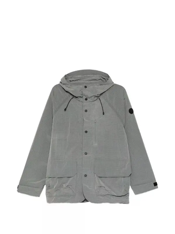 AGNES B. Hooded Grid-pattern Jacket
