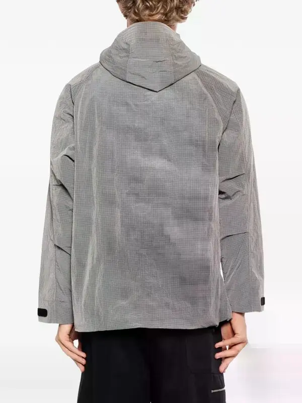 AGNES B. Hooded Grid-pattern Jacket