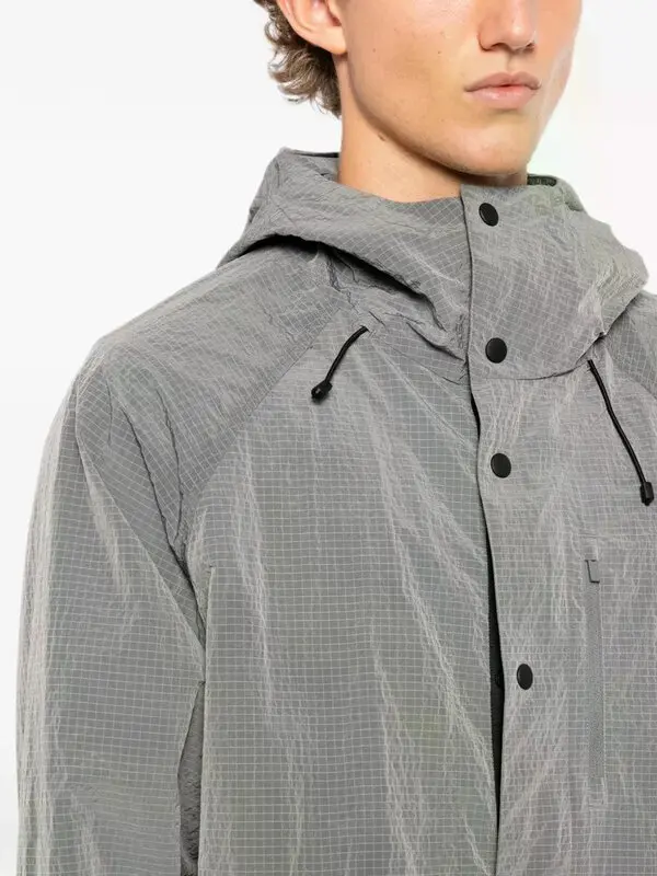 AGNES B. Hooded Grid-pattern Jacket