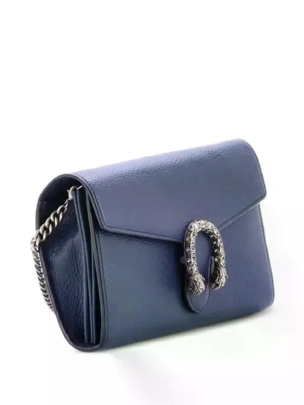 Gucci Dionysus Chain Wallet Leather With Embellished Detail Small Crossbody Bag - Blue