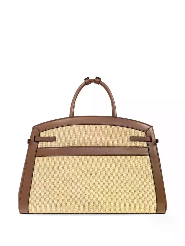 DEMELLIER Hudson Raffia Leather Tote Bag