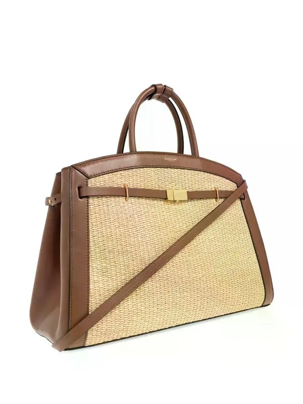 DEMELLIER Hudson Raffia Leather Tote Bag