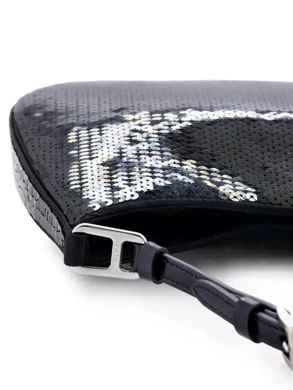 Prada Cleo Sequined Shoulder Bag - Black