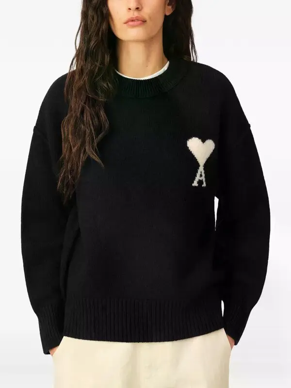 AMI Paris Crewneck Wool Sweater With De Coeur