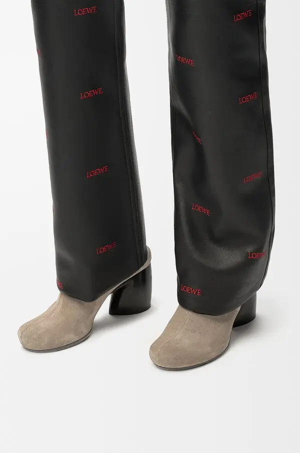 Loewe Oval Mule In Suede Leather Skin - Hazelnut
