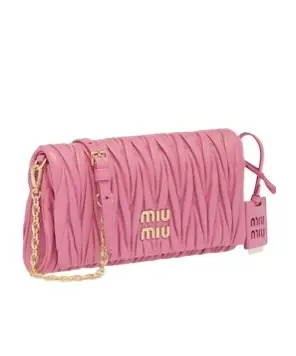 Miu Miu Matelassé Logo Detailed Foldover Shoulder Bag