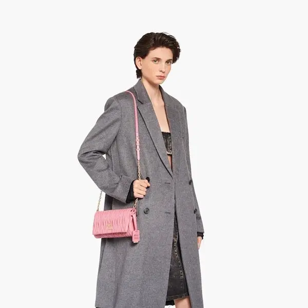 Miu Miu Matelassé Logo Detailed Foldover Shoulder Bag