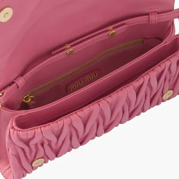 Miu Miu Matelassé Logo Detailed Foldover Shoulder Bag