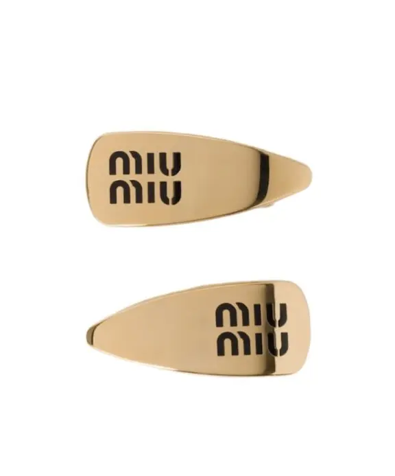 Miu Miu Enameled Metal Hair Clips - Black