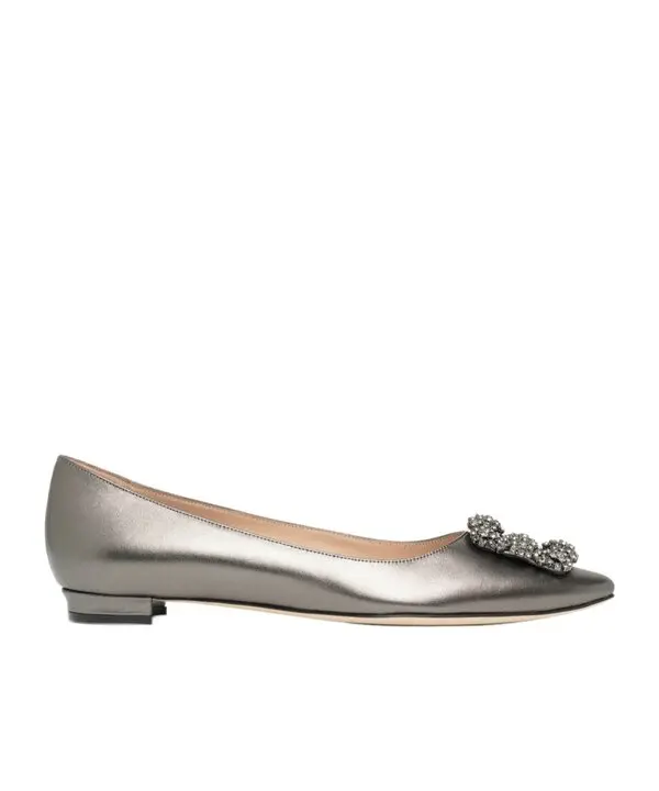 Manolo Blahnik Metallic Nappa Ballerinas - Gary