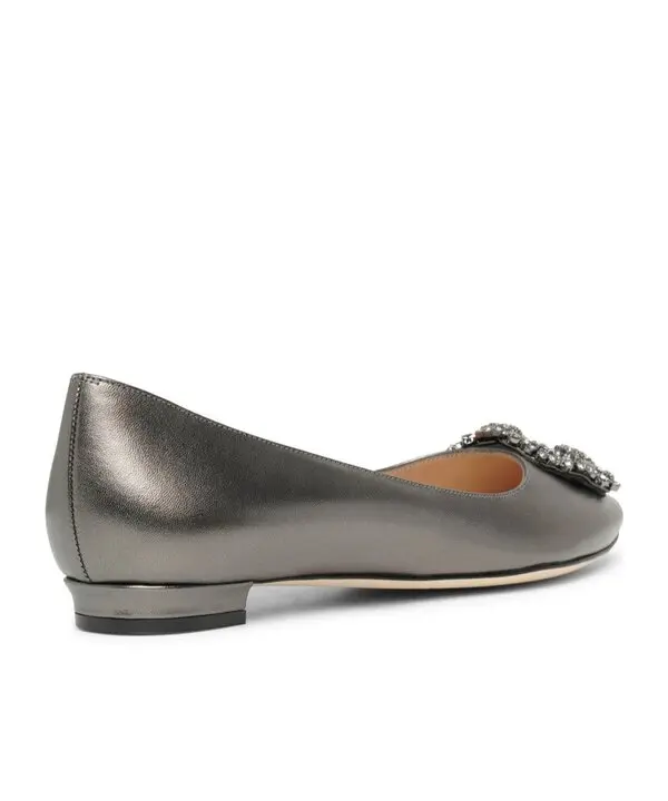 Manolo Blahnik Metallic Nappa Ballerinas