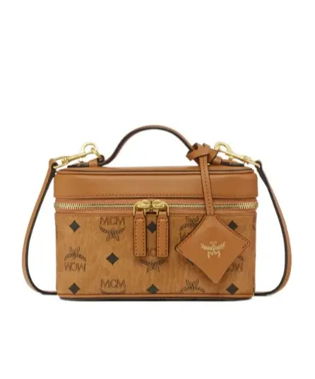 Mcm Aren Visetos Vanity Tote Bag - Cognac