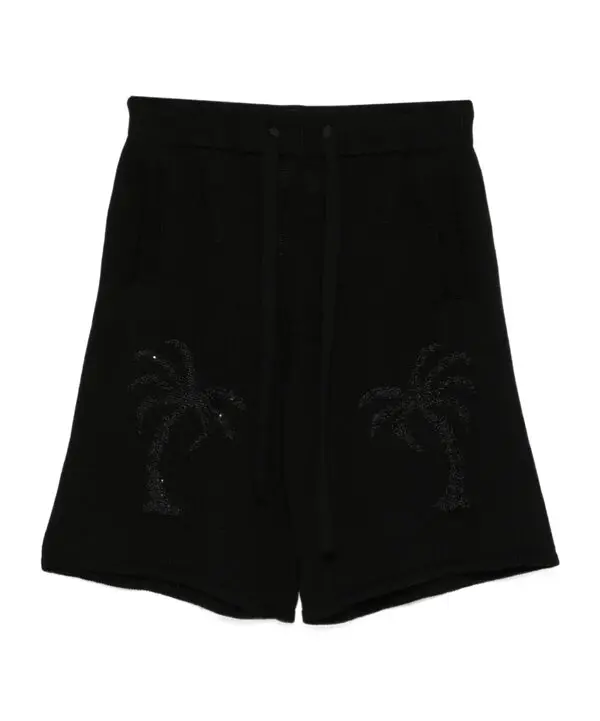 LANEUS Sequin Detailed Knitted Bermuda Shorts