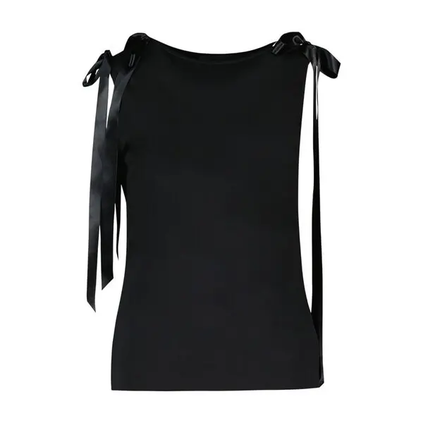 Simone Rocha Bow Ribbon Tail Tank Top - Black