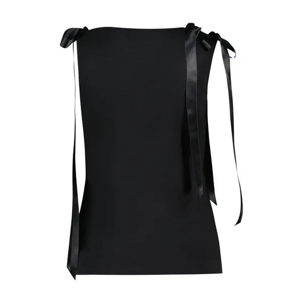 Simone Rocha Bow Ribbon Tail Tank Top - Black