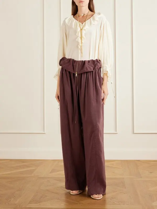 Chloé Wide-leg Fold-up Waistband Pants
