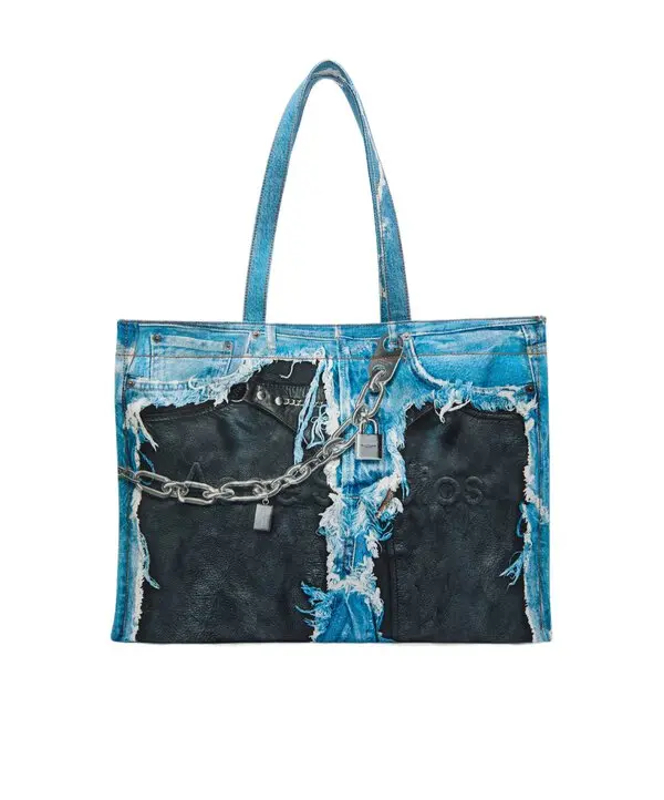 Acne Studios Printed Denim Tote Bag - Black
