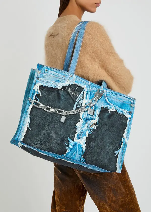 Acne Studios Printed Denim Tote Bag