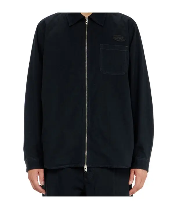 DIESEL® Oval D Logo Zip-up Shirt - Black