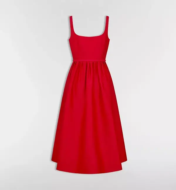 Dior Sleeveless Belted Midi Dress With Pleated Details