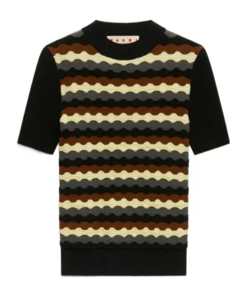 Marni Wool Jumper With 3d Wave - Black
