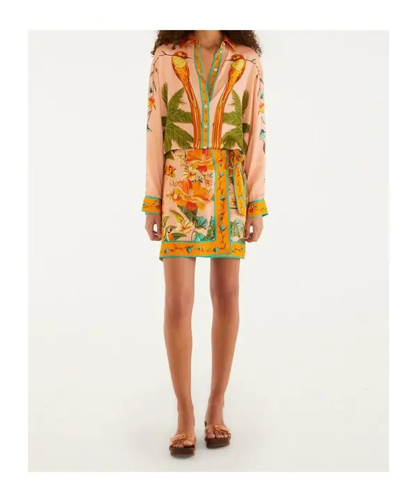 Farm Rio Floral-print Wrap-style Skirt