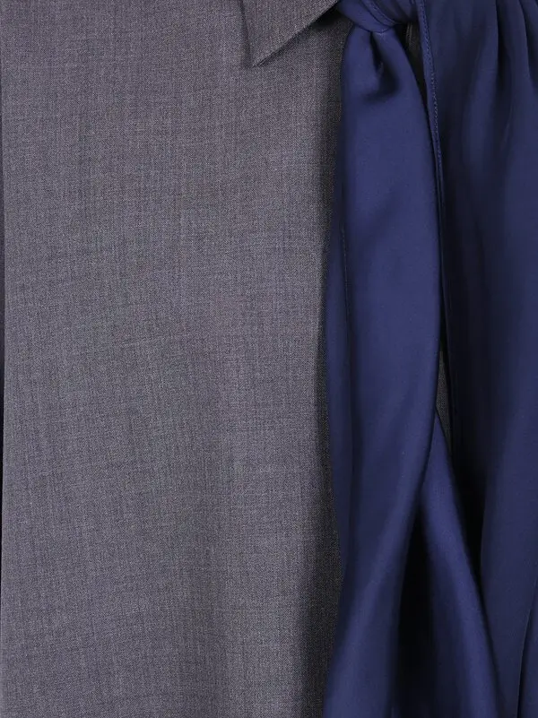 Sacai Suiting Shirt With Tie Detail - Brown