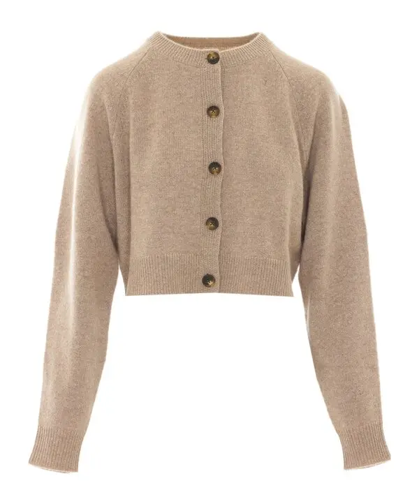 Loulou De Saison Heike Ribbed-knit Cropped Cardigan - Nude