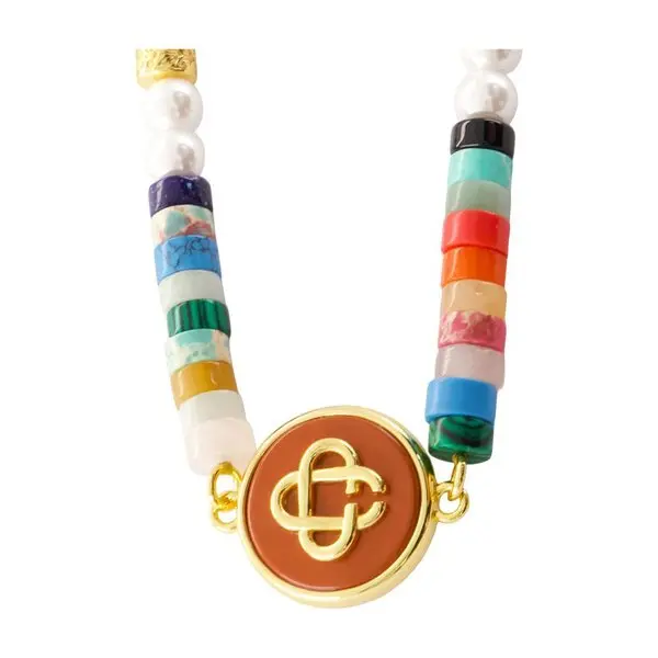 Casablanca Beaded Logo Pendant Necklace
