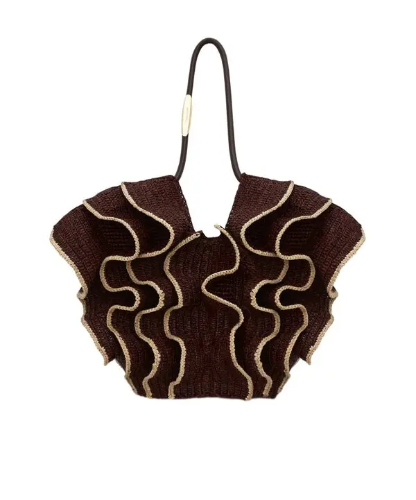 Zimmermann Goldentime Ruffle Tote Bag - Chocolate