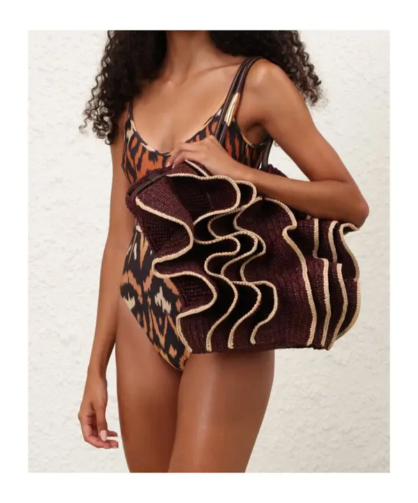 Zimmermann Goldentime Ruffle Tote Bag